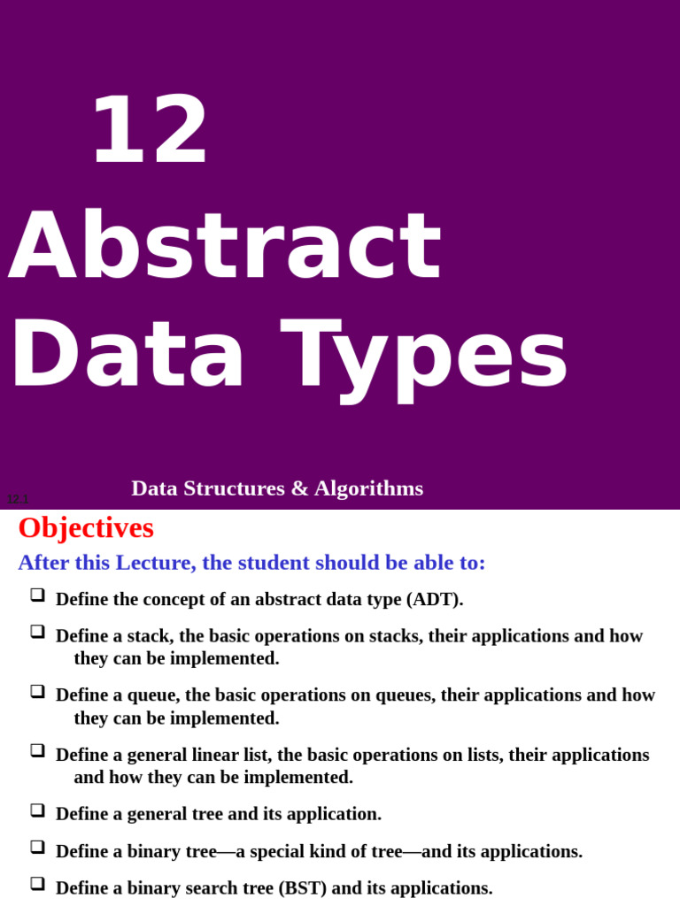Lecture 5-6-Abstract Data Types (Stack, Queues, BT, BST) | PDF | Queue ...