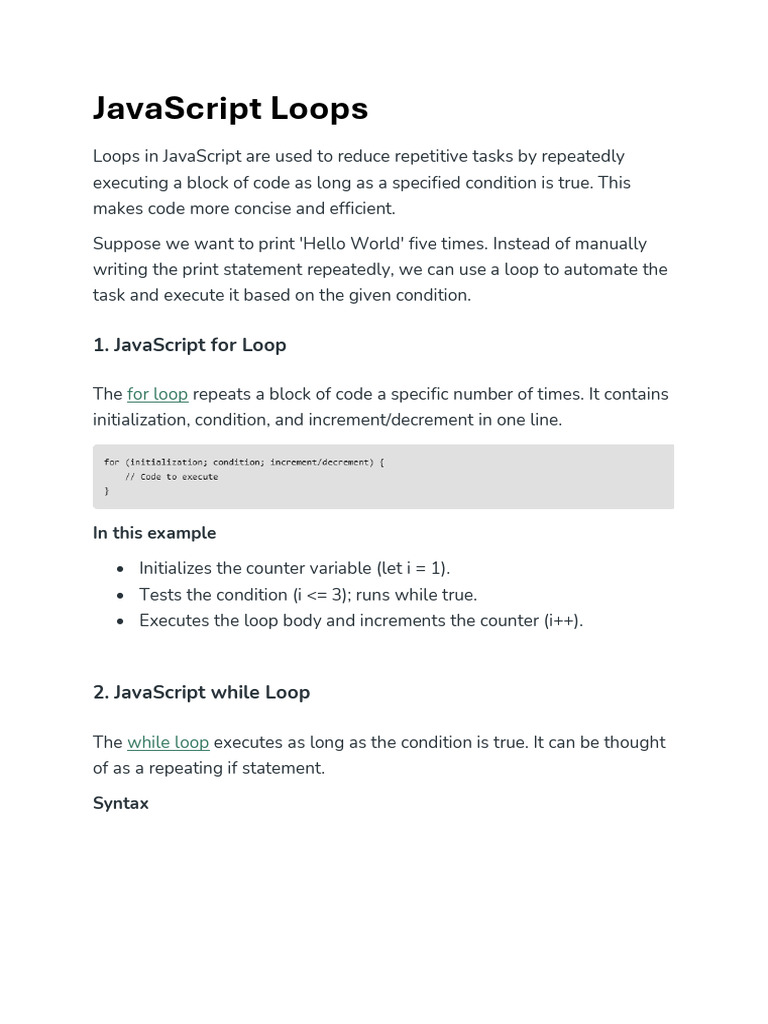 Js Loops | PDF