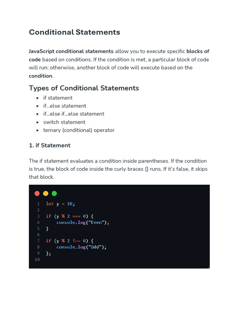 Js Conditions Statament | PDF