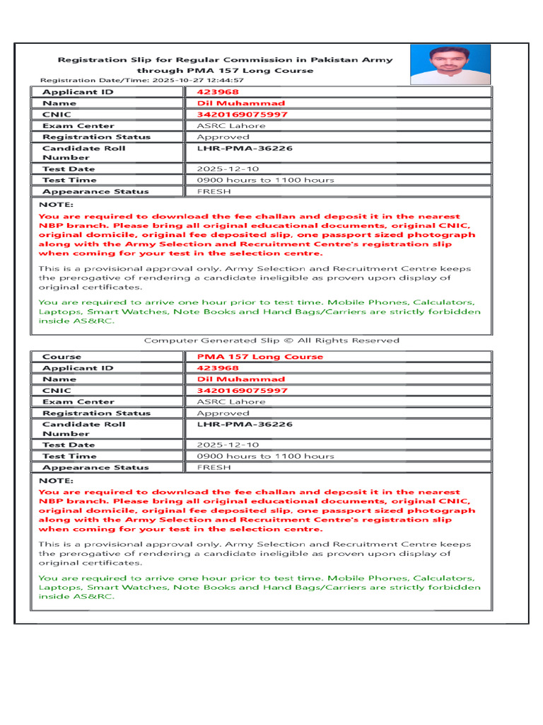 Registration Slip | PDF