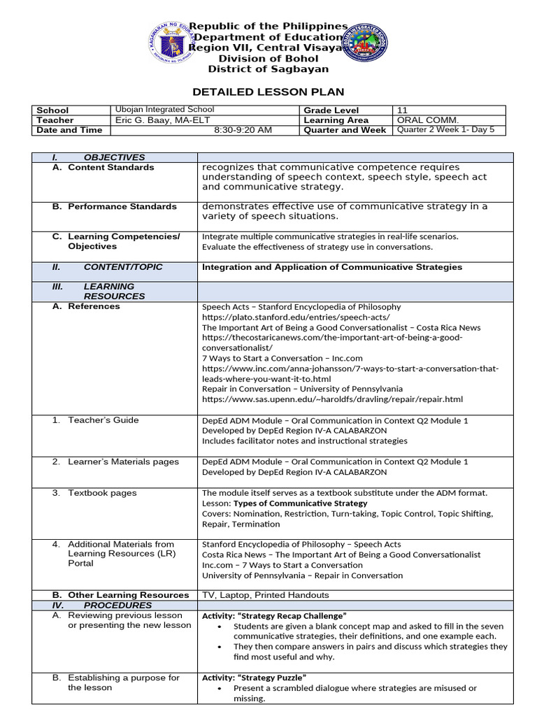 Opal Comm Week 1 Day 5 | PDF | Learning | Communication