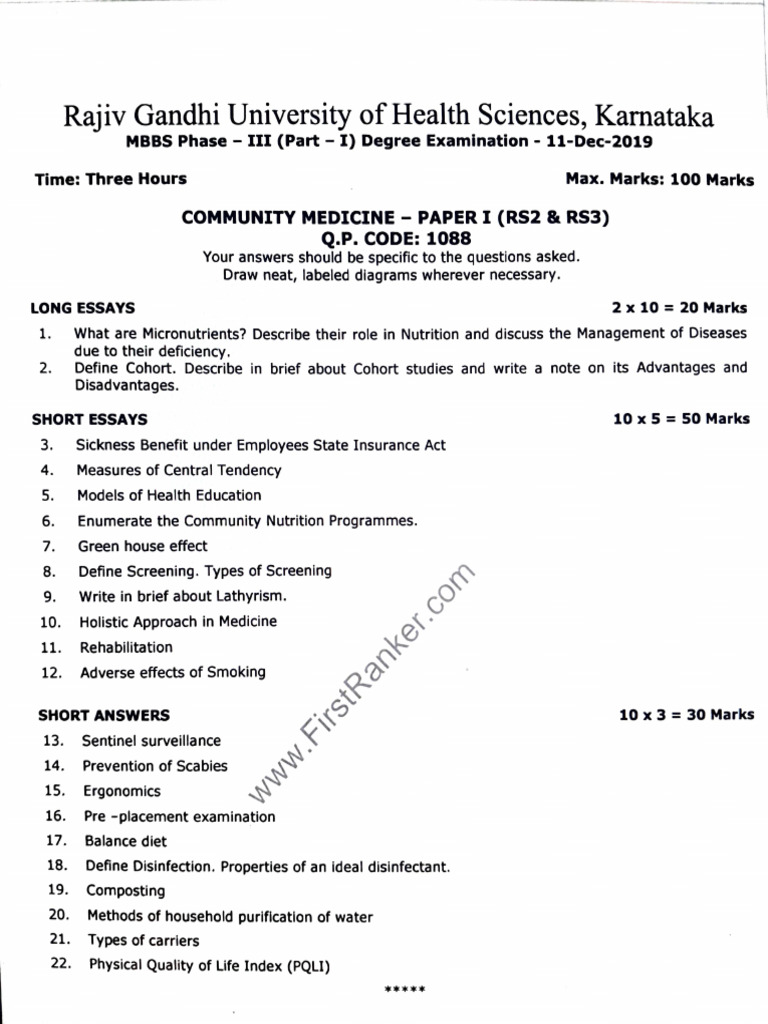 Community Medicine Exam Questions & Topics | PDF | Epidemiology ...
