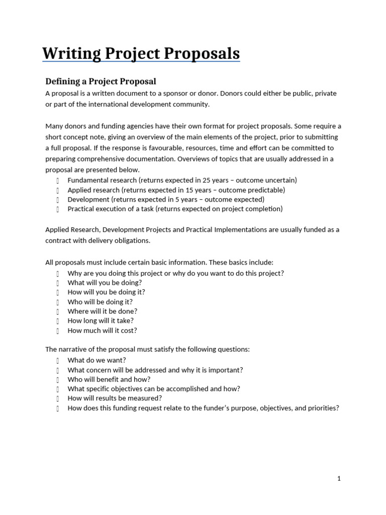 Essential Guide to Project Proposals | PDF | Budget | Goal