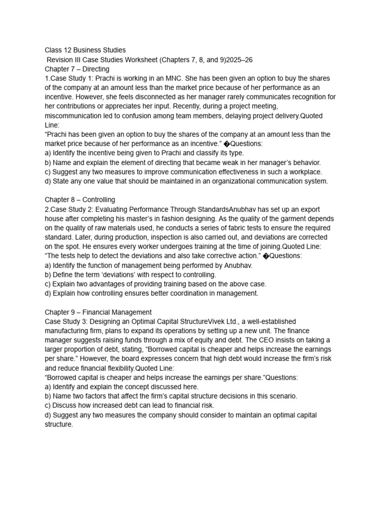 RevIII-Casestudies (CH 7,8,9) | PDF | Business | Economies