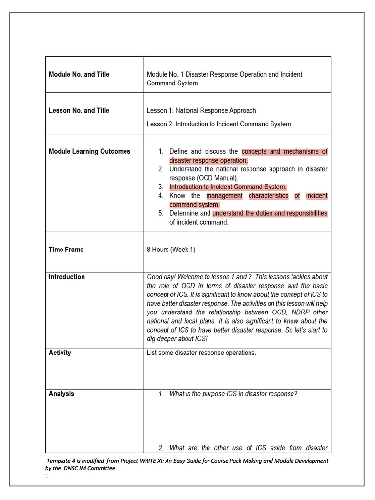 Modules 312 ICS | PDF | Incident Command System | Emergency Management