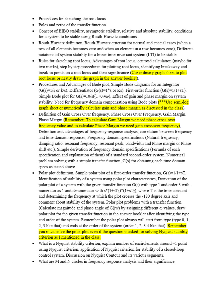 Guidelines For Control Engineering Module 3 and 4 Preparation | PDF ...
