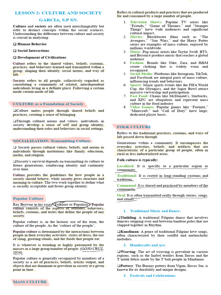 Culture vs. Society: Key Concepts Explained | PDF | Folklore | Philippines