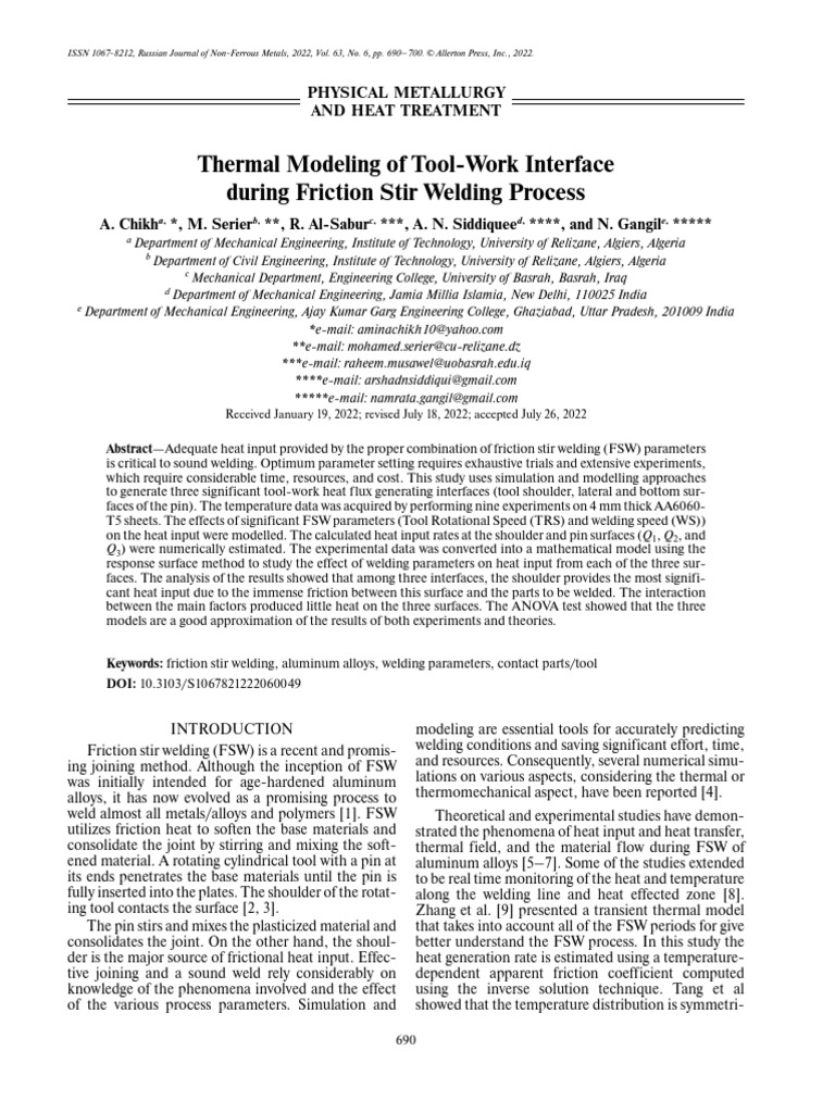 Thermal Modeling in Friction Stir Welding | PDF | Applied And ...