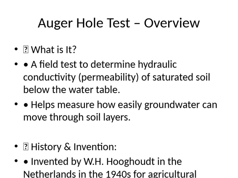 Auger Hole Test for Soil Permeability | PDF