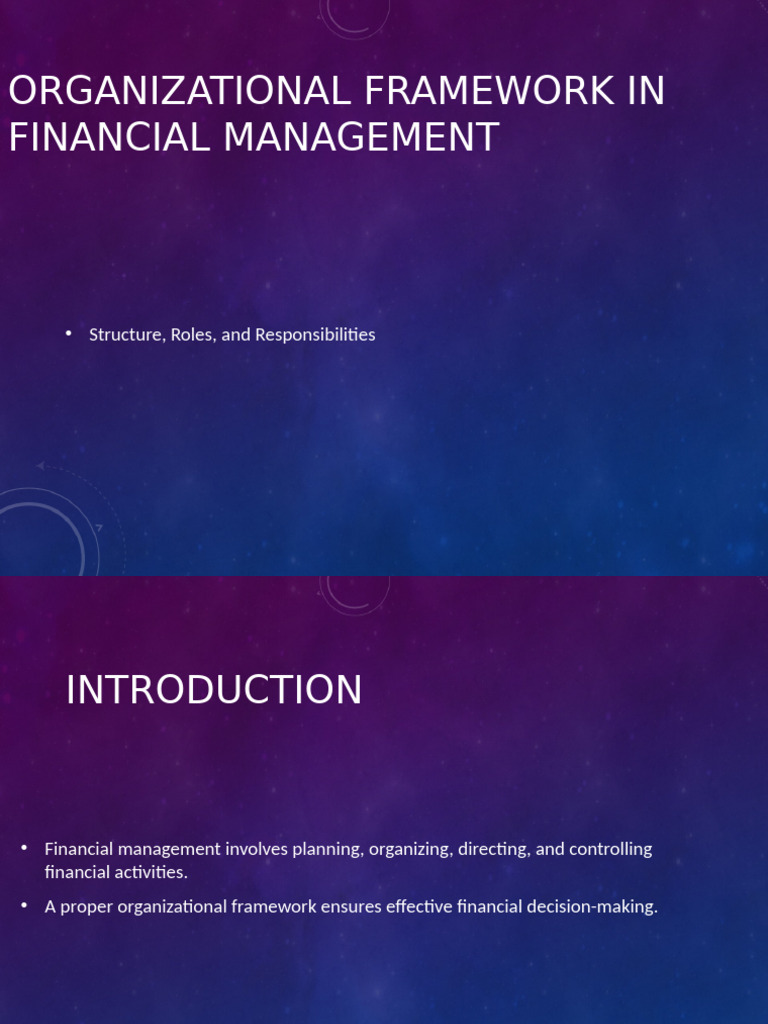 Organizational Framework Financial Management | PDF