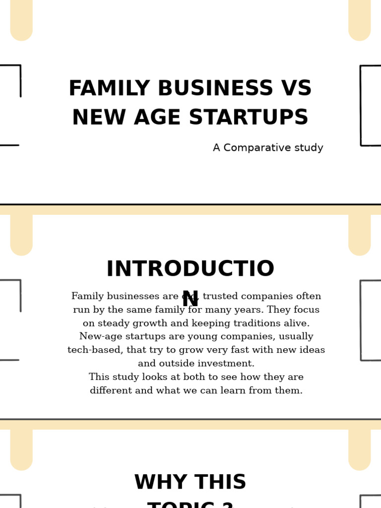 Family Business Vs New Age Startups A Comparative Study - PPTX 3 | PDF