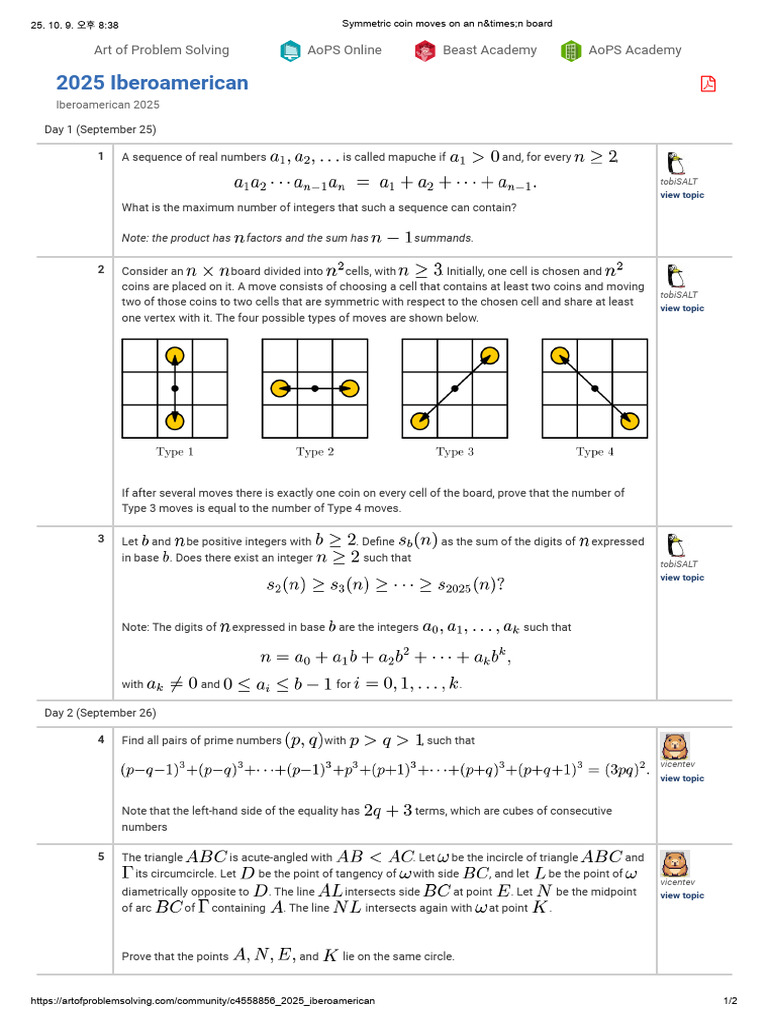 Iberoamerican 2025 Problem Set Summary | PDF | Summation | Triangle