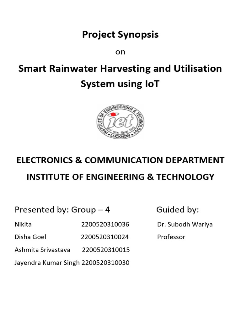 Project Synopsis | PDF | Water | Internet Of Things