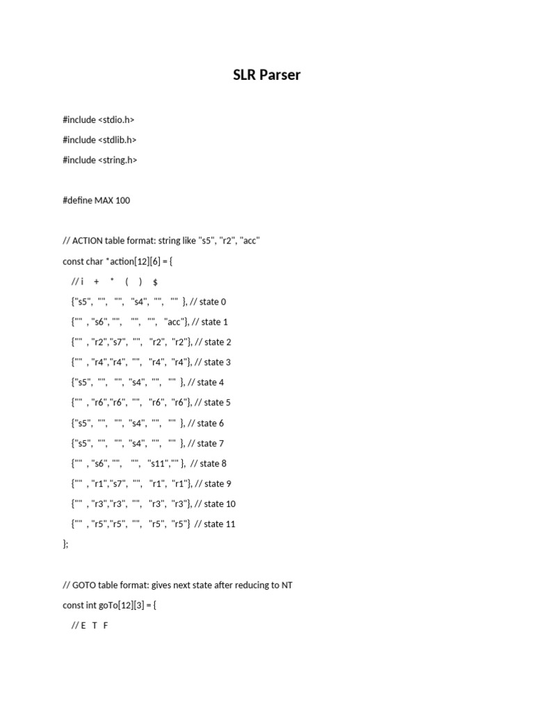 SLR Parser | PDF | Computer Science | Computing