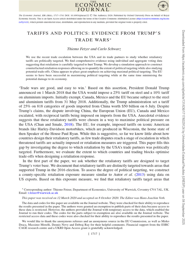 Political Targeting in Trump's Tariffs | PDF | Tariff | World Trade ...