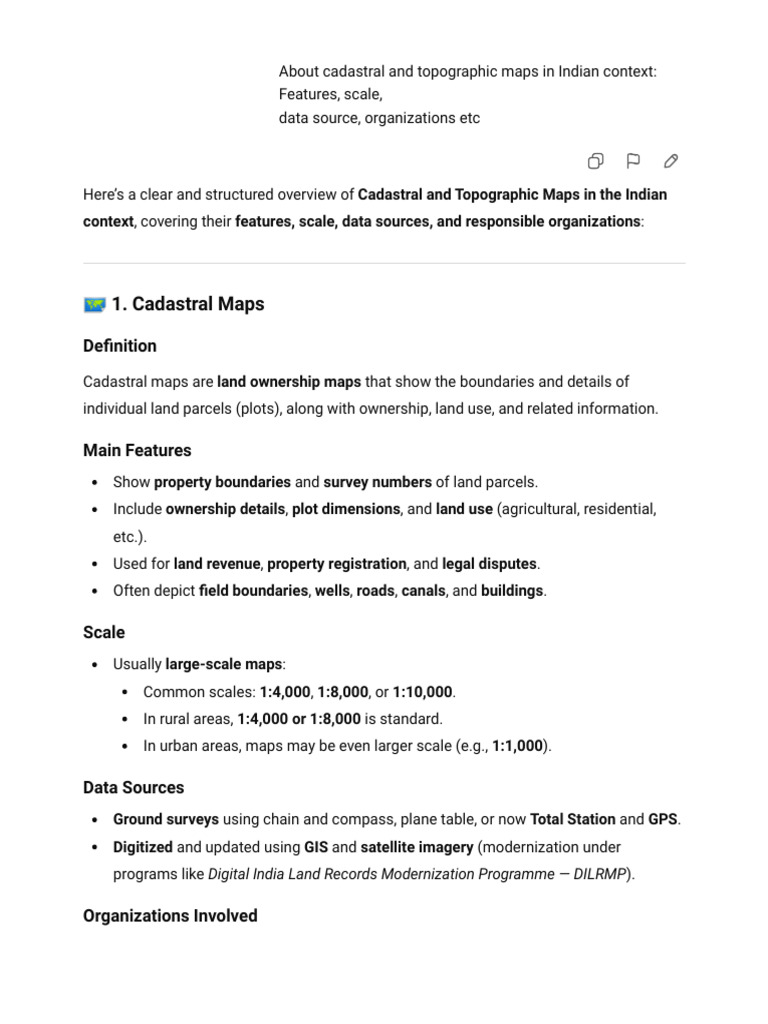 Cadastral vs. Topographic Maps in India | PDF | Topography | Surveying