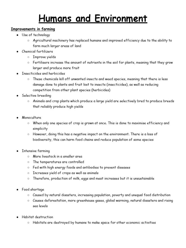 Humans and Environment | PDF | Agriculture | Soil