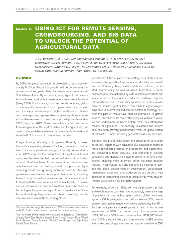 ICT and Big Data in Agriculture | PDF | Big Data | Agriculture