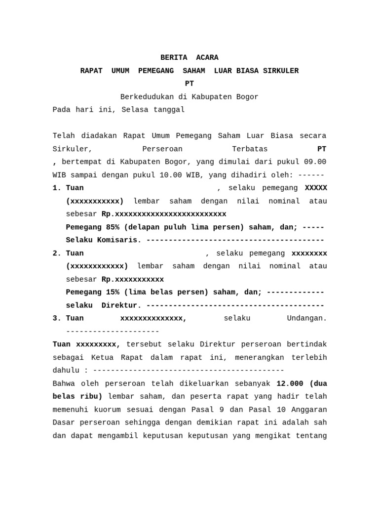Rapat Umum Pemegang Saham PT Bogor | PDF