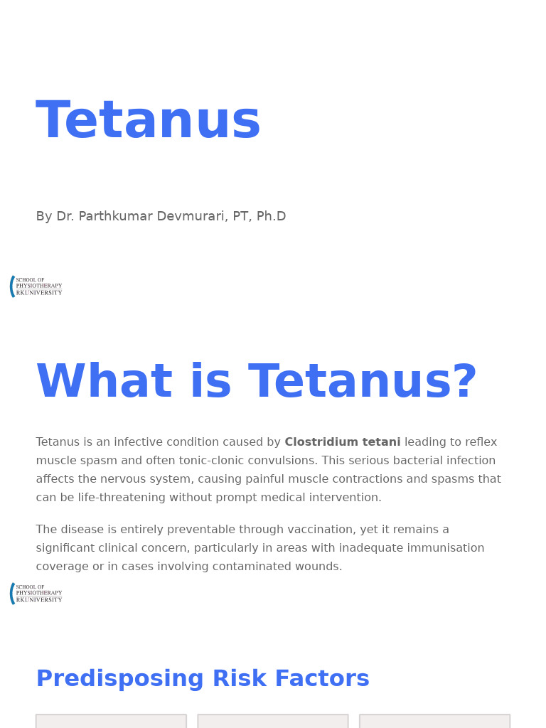 Tetanus | PDF | Diseases And Disorders | Clinical Medicine