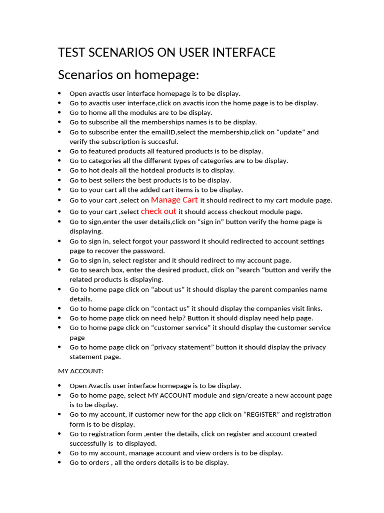 User Interface Test Scenarios Overview | PDF | Point Of Sale ...