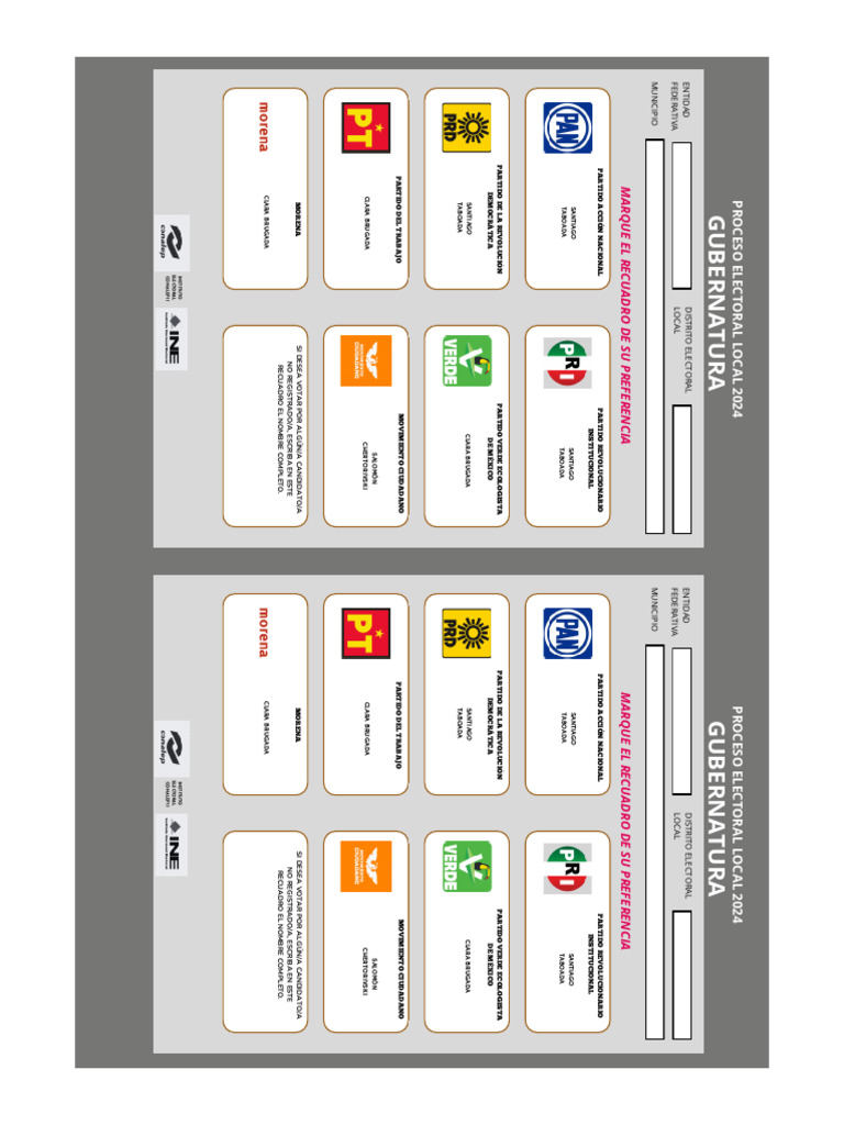 Boleta Electoral 2024 Gobernatura Por La CDMX | PDF | Partidos ...