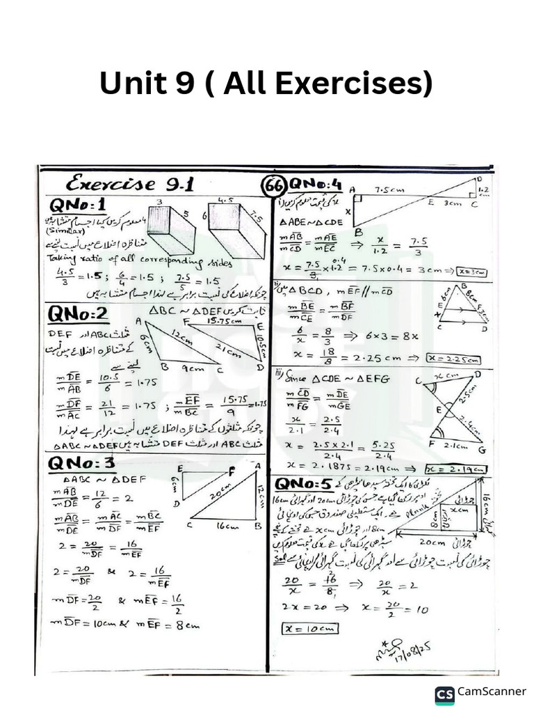 Math Urdu Medium Unit 9 | PDF