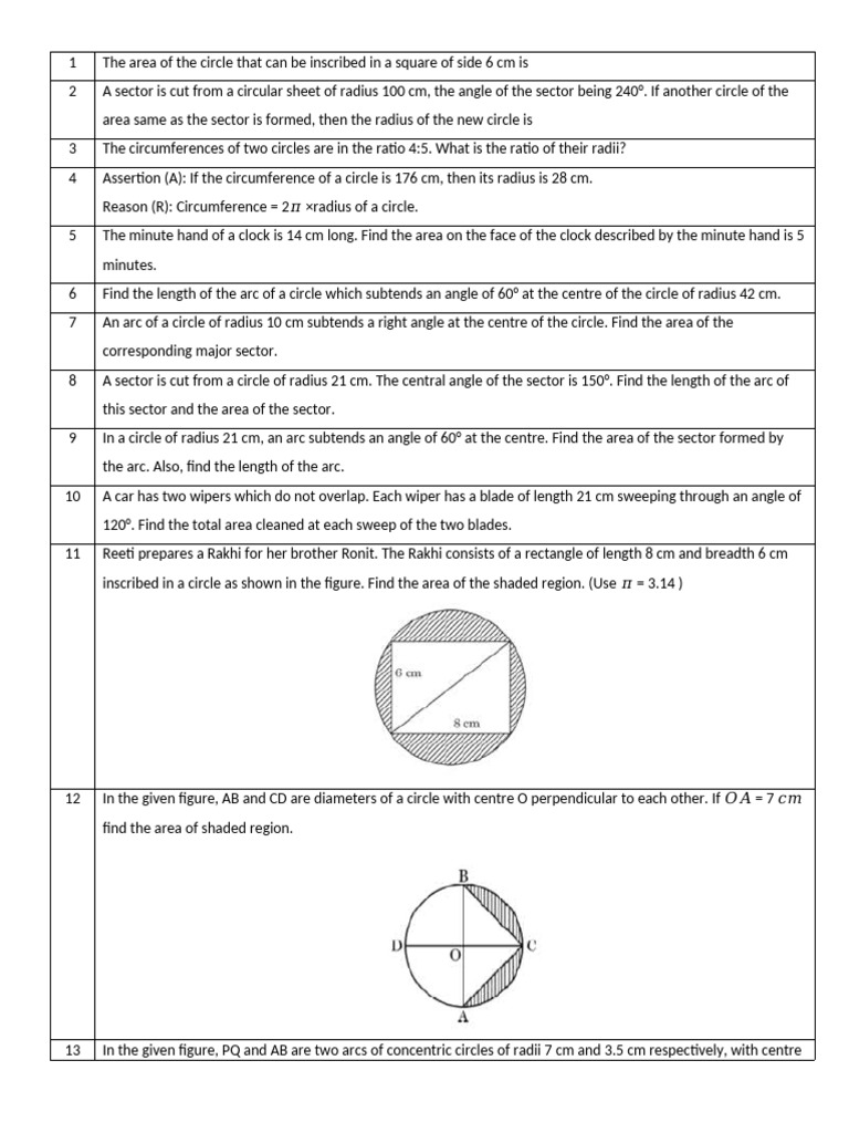Circle Geometry Problems and Solutions | PDF | Circle | Area