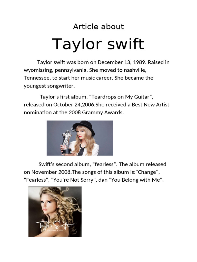 Taylor Swift's Musical Journey | PDF