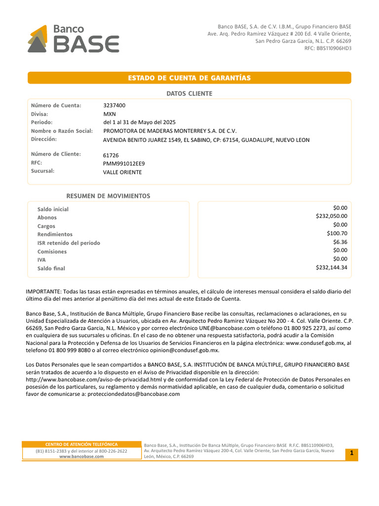 BASE EDO CTA GARANTIAS | PDF