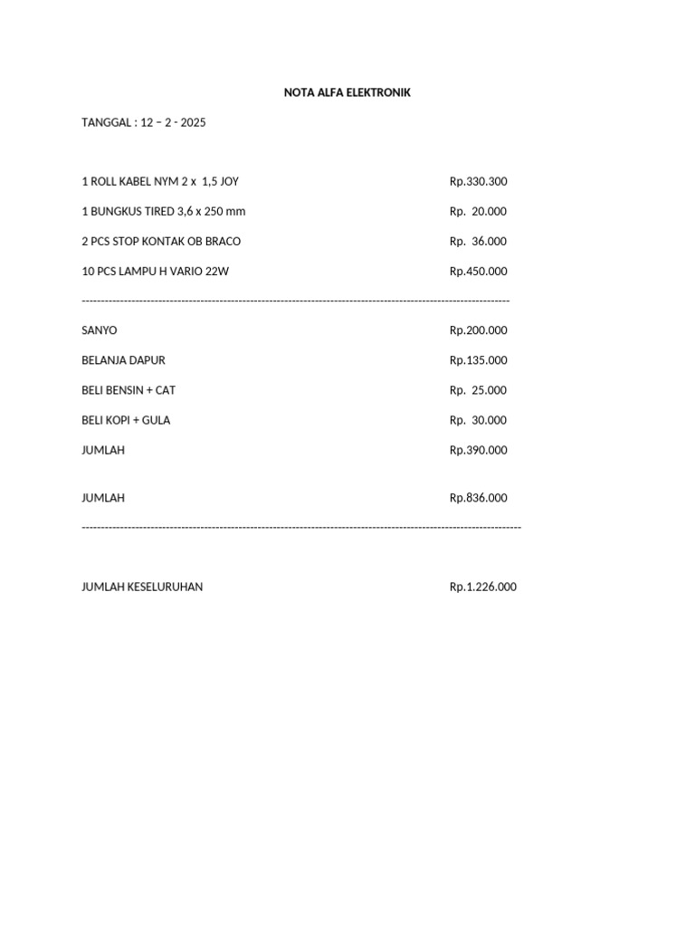 Nota Alfa Elektronik | PDF