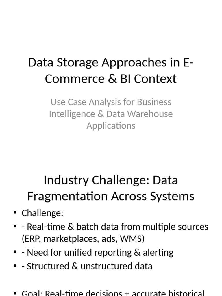 Data Storage Use Cases E-Commerce BI | PDF
