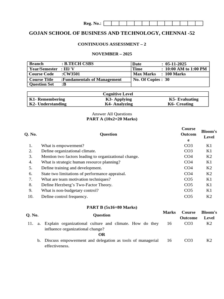 CSBS CW3501 Fom Set 2 Ca 2 | PDF | Organizational Behavior | Business