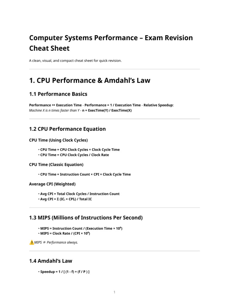 Computer Systems Cheatsheet (1) - Compressed | PDF | Cpu Cache ...