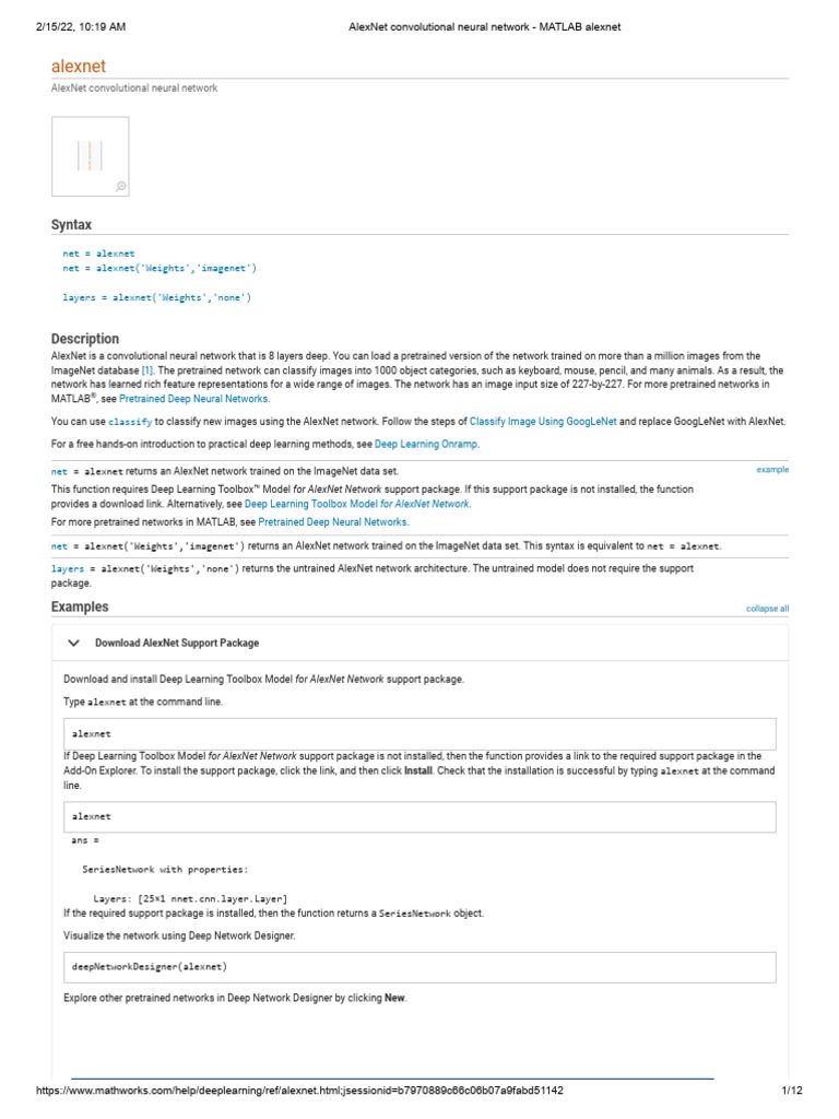 AlexNet CNN in MATLAB Guide | PDF | Deep Learning | Statistical ...