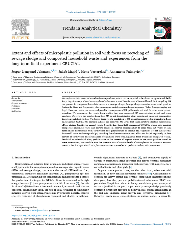 Extent and Effects of Microplastic Pollution in Soil TRAC 2023 2 | PDF ...