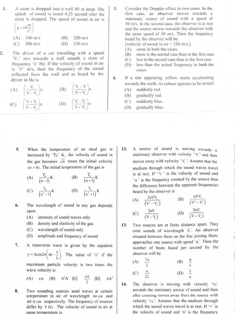 Sound MCQ Sheet | PDF
