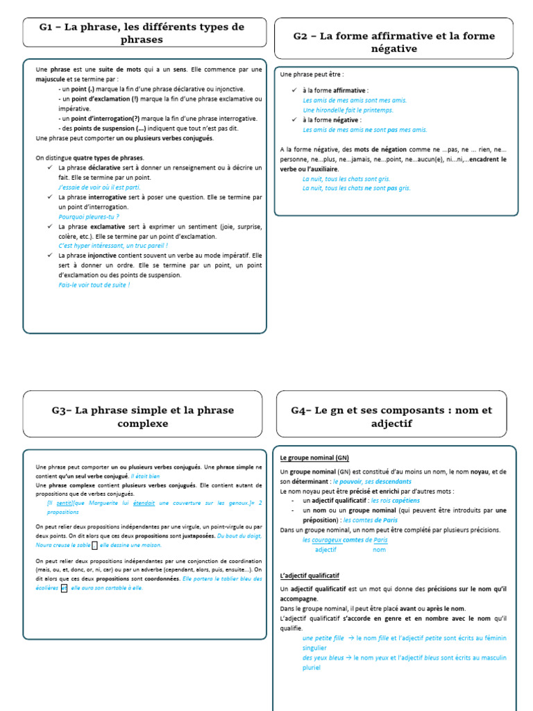 Types et structures de phrases en français | PDF | Phrase | Clause