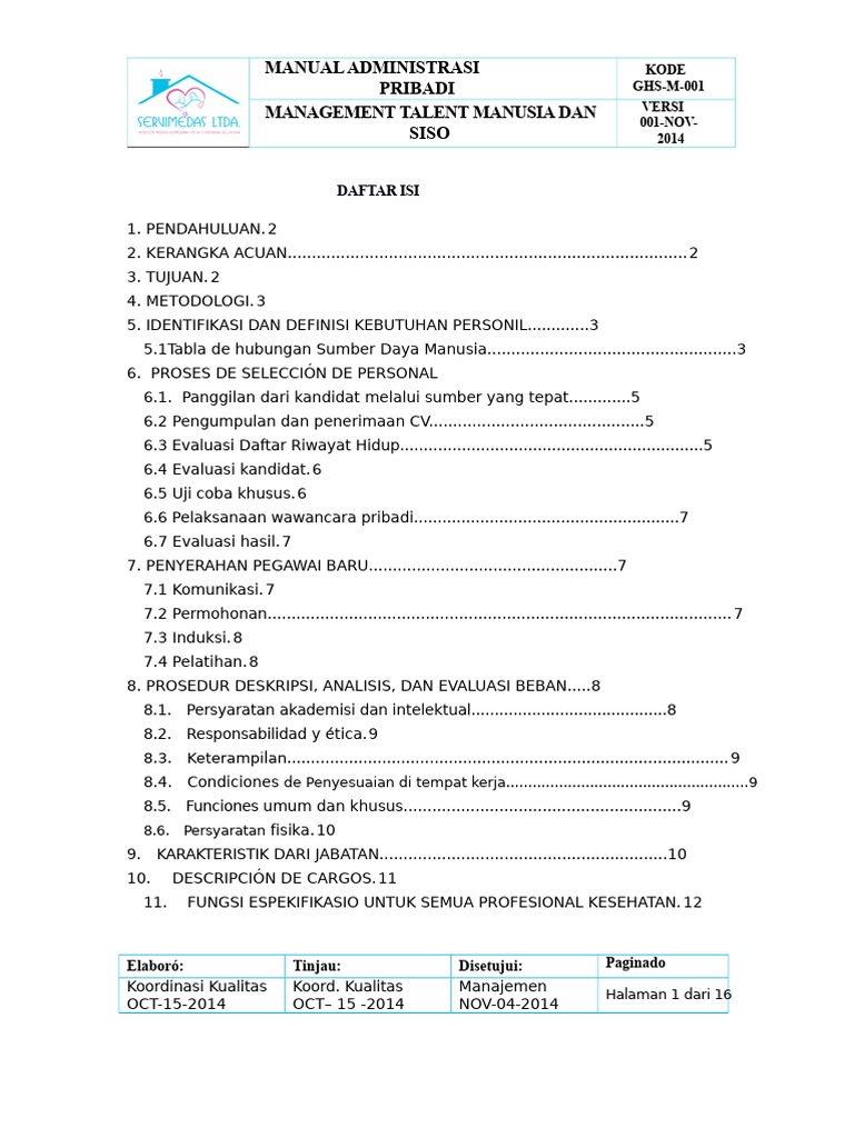 GHS-M-01-Manual Administrasi Personel | PDF