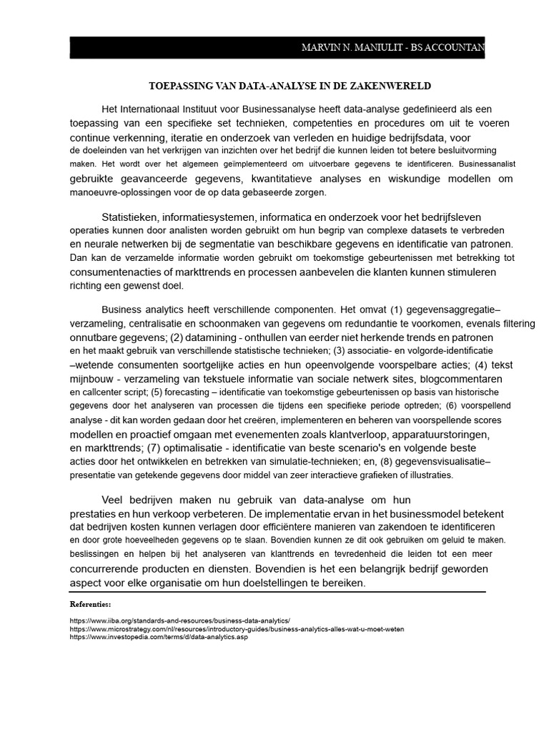 Toepassing Van Data-Analyse in de Zaak PDF | PDF