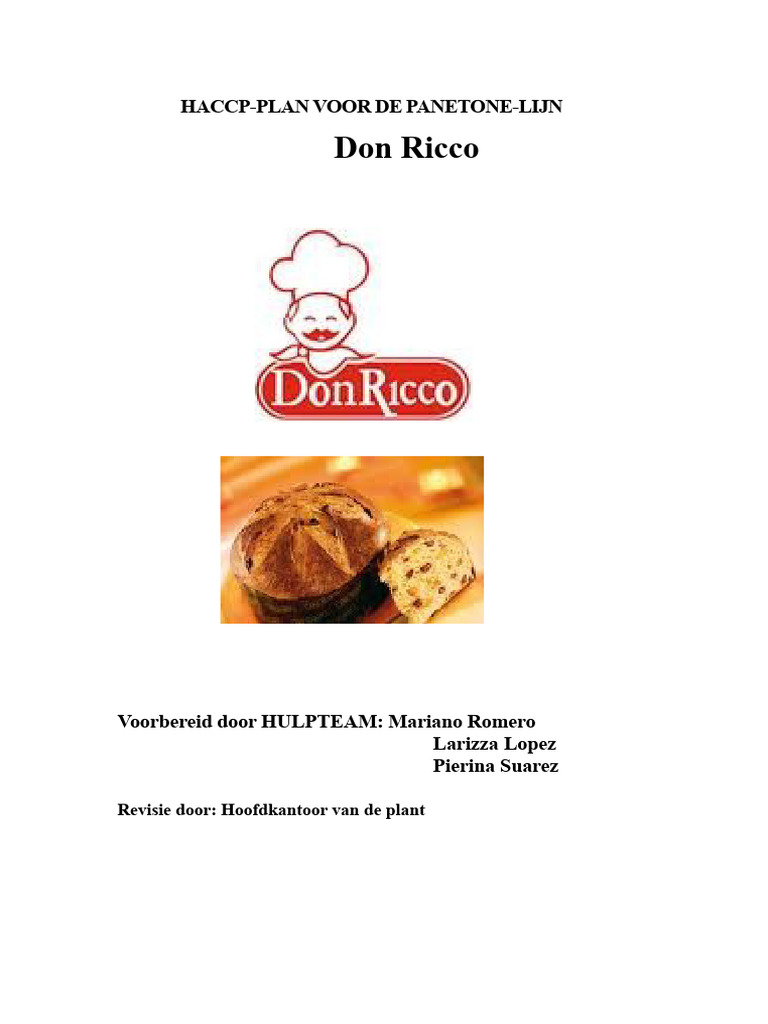 HACCP-handleiding.don RICCO. Panetón.rev | PDF