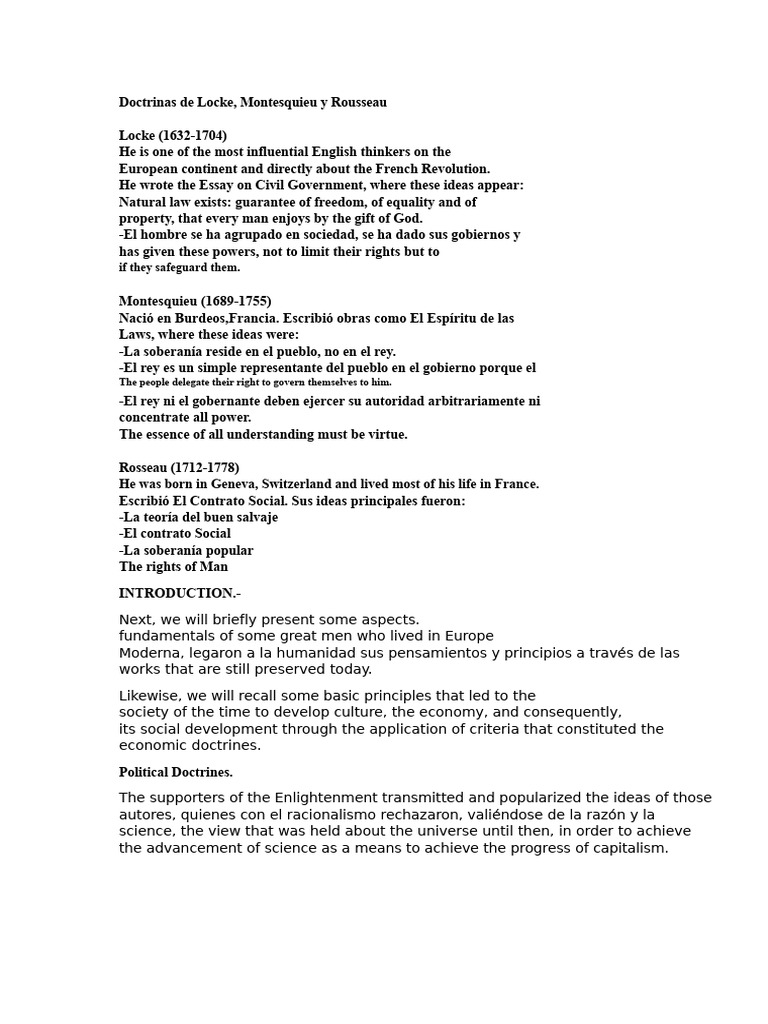 Locke's doctrines | PDF | John Locke | Separation Of Powers