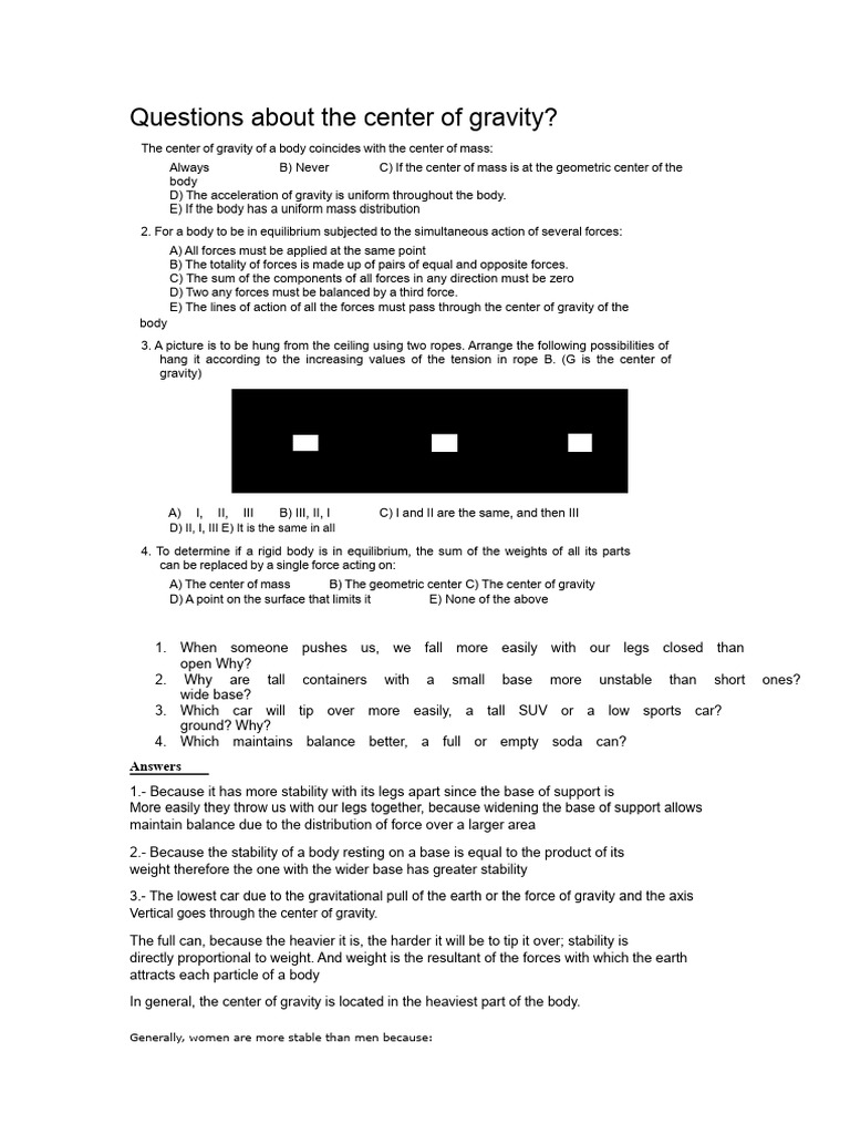 Understanding Center of Gravity and Stability | PDF | Center Of Mass ...
