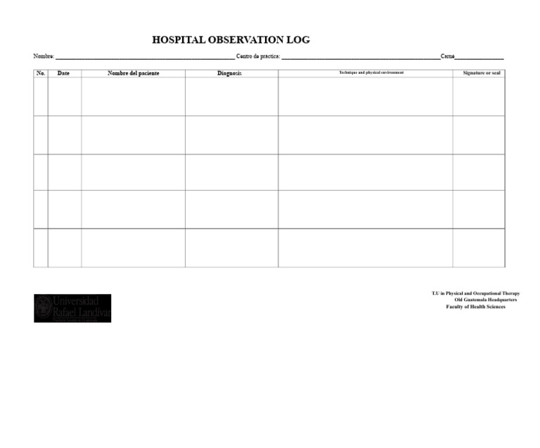 Hospital Observation Log Template | PDF