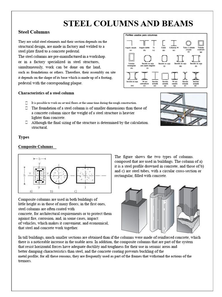 Connections of Columns and Beams | PDF | Column | Concrete