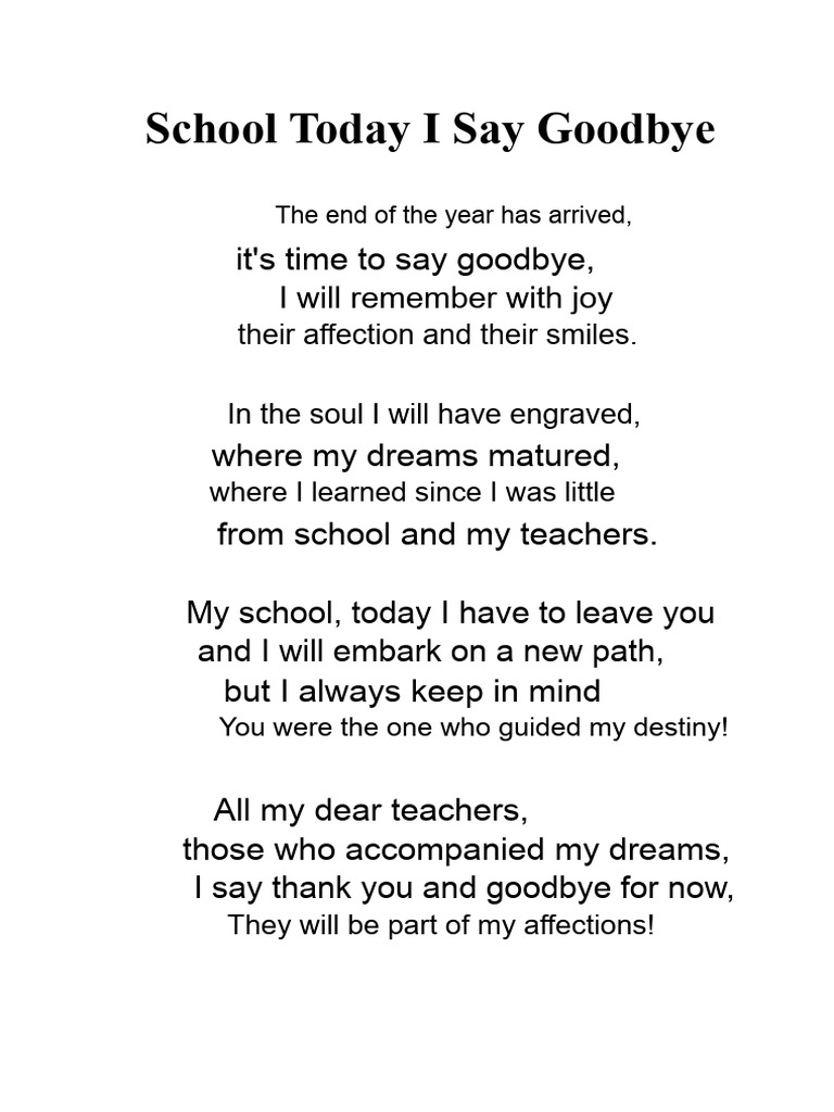 School Today I Say Goodbye | PDF