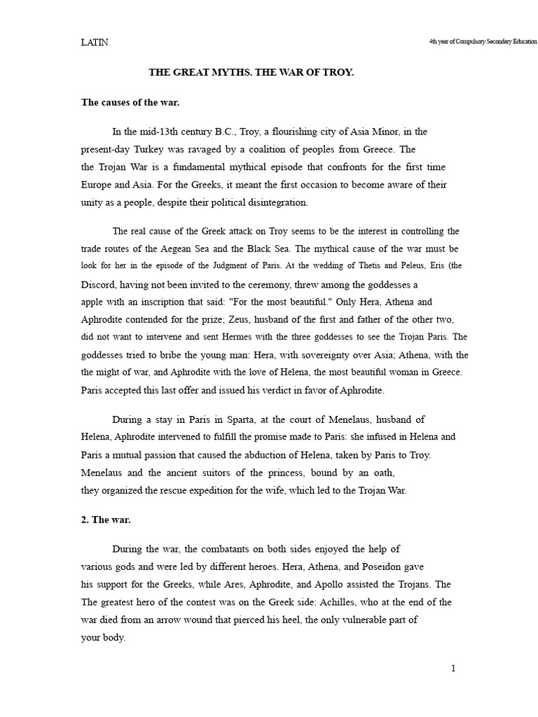 Causes and Events of the Trojan War | PDF | Hector | Achilles