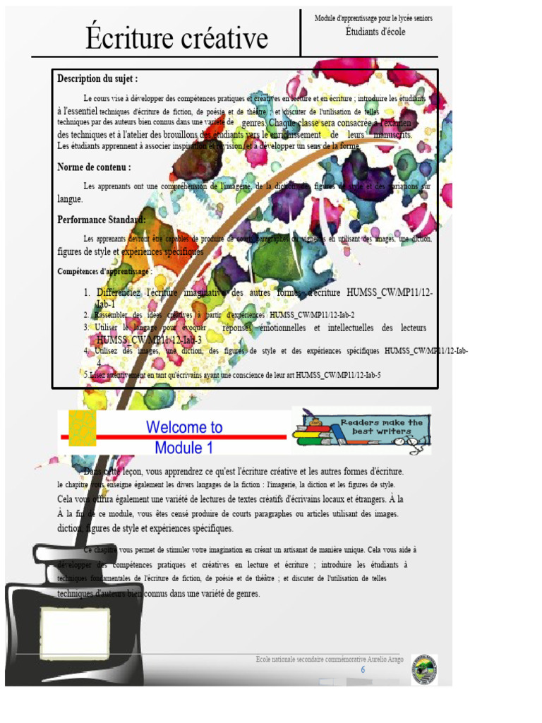 Écriture créative pour lycéens : techniques et pratiques | PDF ...