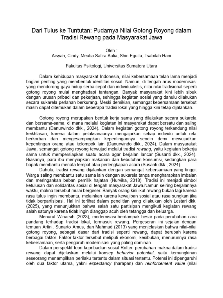Gotong Royong dan Tradisi Rewang Jawa | PDF