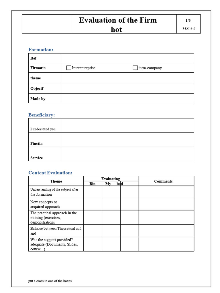 F-RH-14-v0 Hot Training Evaluation | PDF